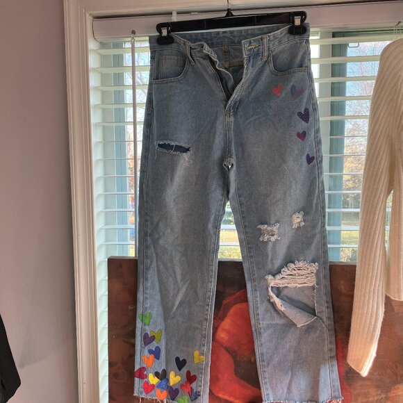 SHEIN | Jeans | Shein Light Demin Cutout Jeans Small | Poshmark